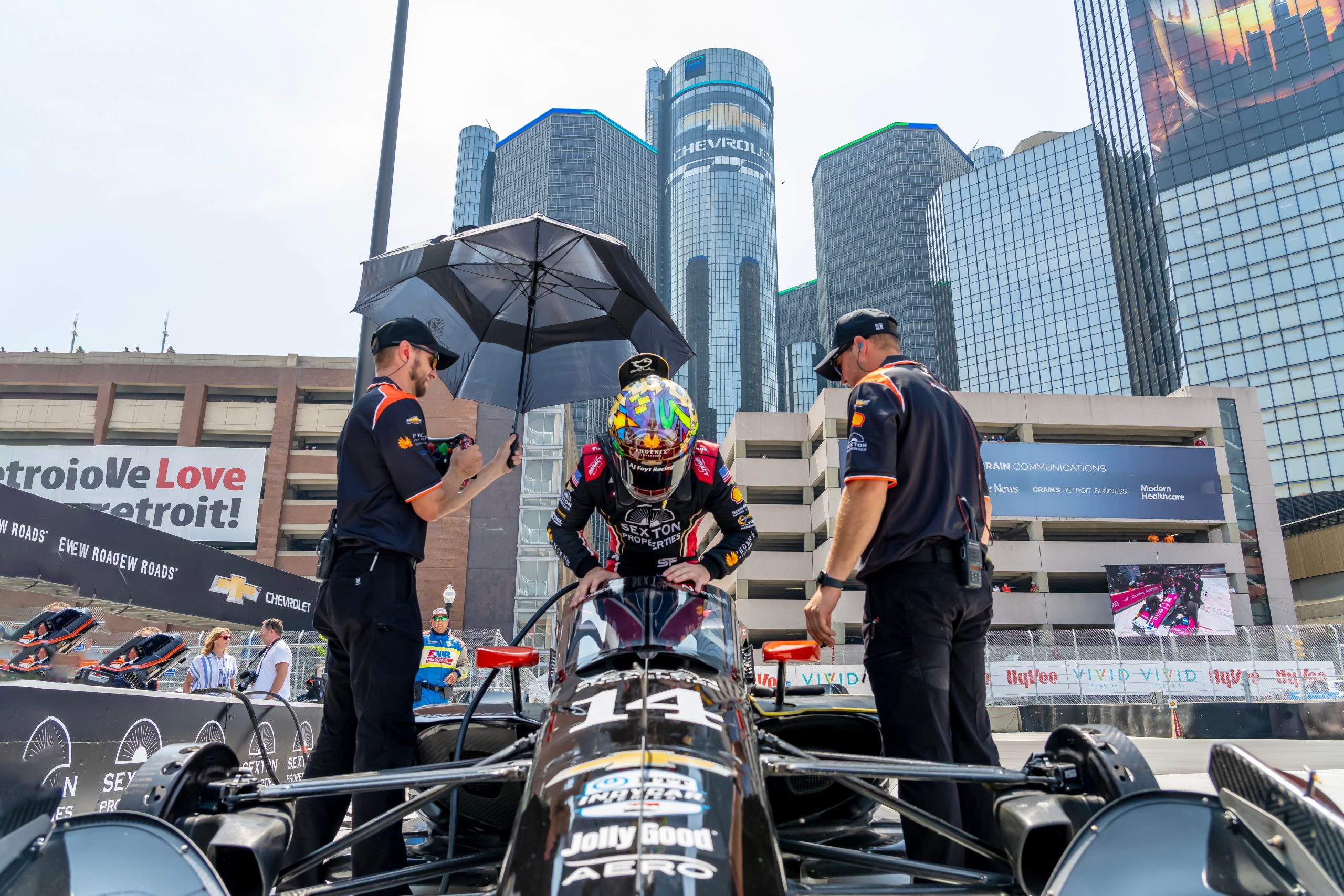 Navigating downtown for the Chevrolet Detroit Grand Prix